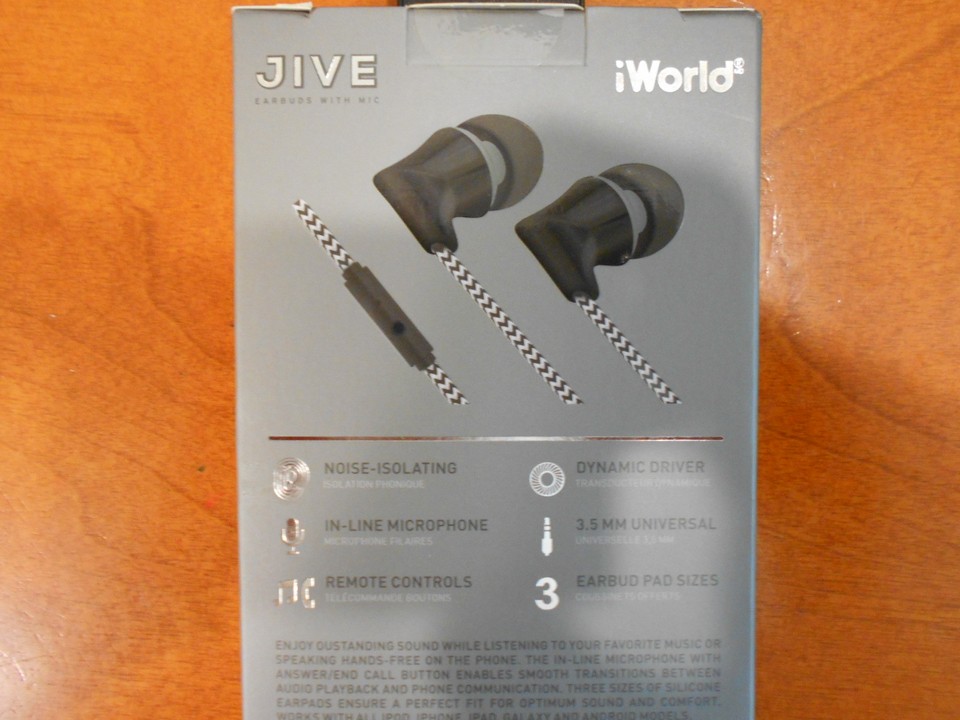 iWorld JIVE Earbuds MIC & REMOTE & Tangle Free Cable Earphones BLACK ...