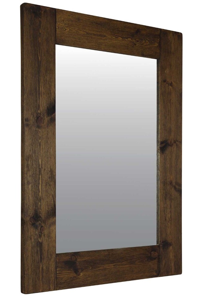 MirrorOutlet Large Rustic Dark Wooden Framed Wall Mirror - 47 X 35" 122 ...