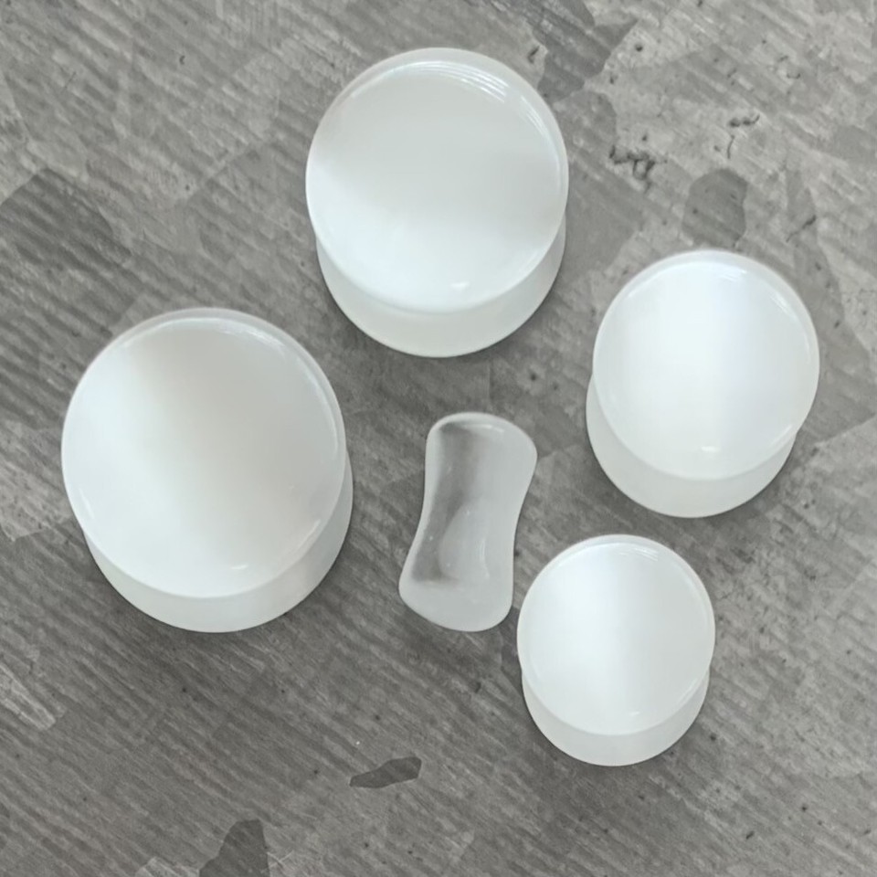 PAIR Marble Cat Eye Stone Plugs Gauges choose Blue, White, Pink, Green ...