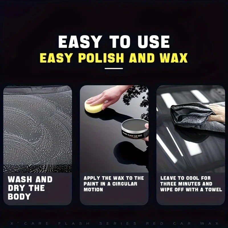 100g Black Car Wax Plating Set Hard Glossy Layer Covering Surface ...