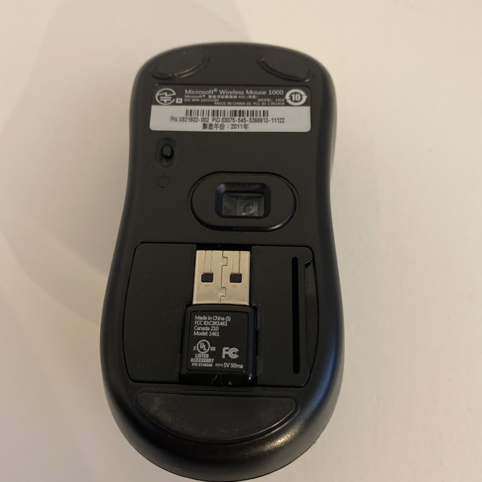 GENUINE Microsoft Wireless Mouse 1000 Model 1454 with USB Receiver ...