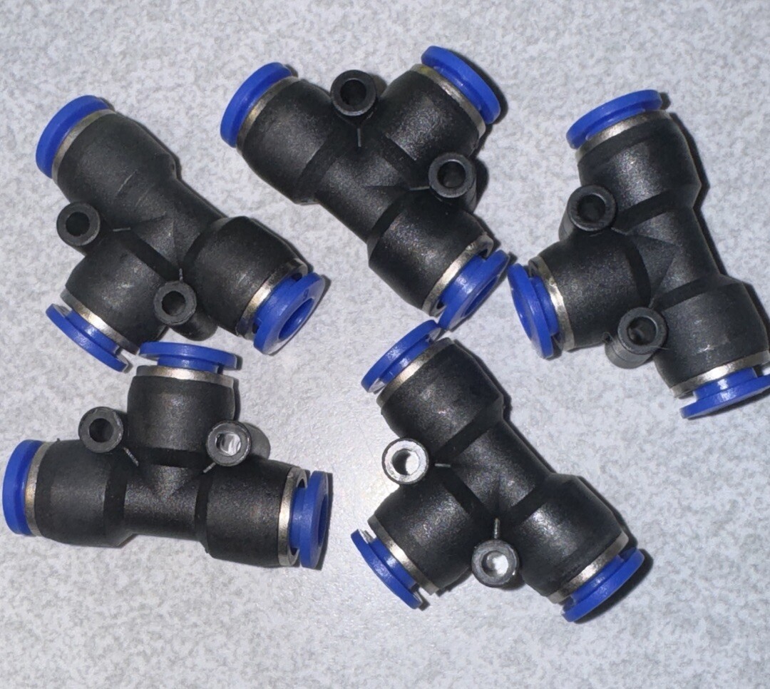 Tee Push to Connect 6mm (1/4”) Tee Fitting Splitter Union Air PTC 5 ...