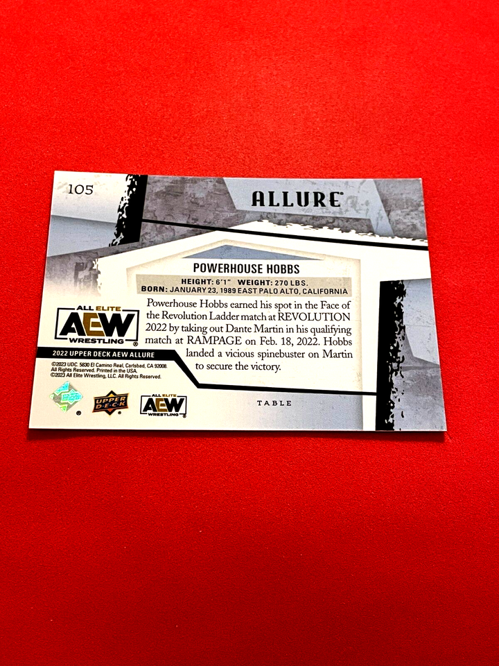 Powerhouse Hobbs .. AEW TABLE .. 2022 Upper Deck Allure Wrestling ...