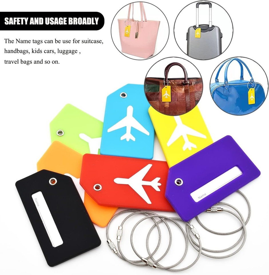 7 Pack Silicone Luggage Tag Baggage Handbag Travel Suitcase Tags with ...