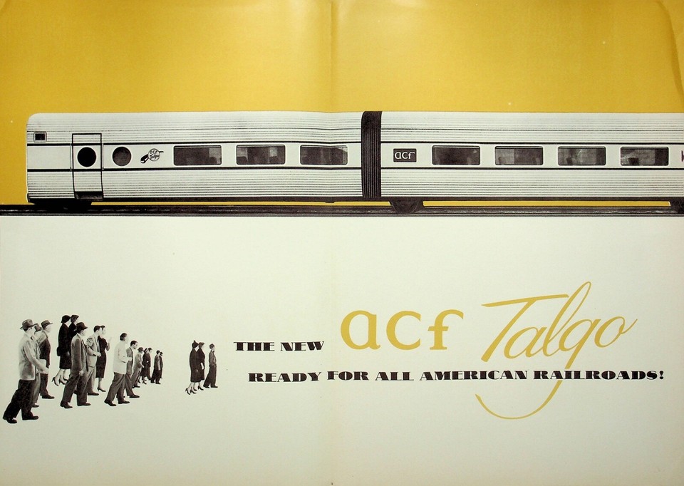 TWO 1950 ACF ALL NEW TALGO AMERICAN CAR & FOUNDRY ADVERTISING PULLOUTS ...