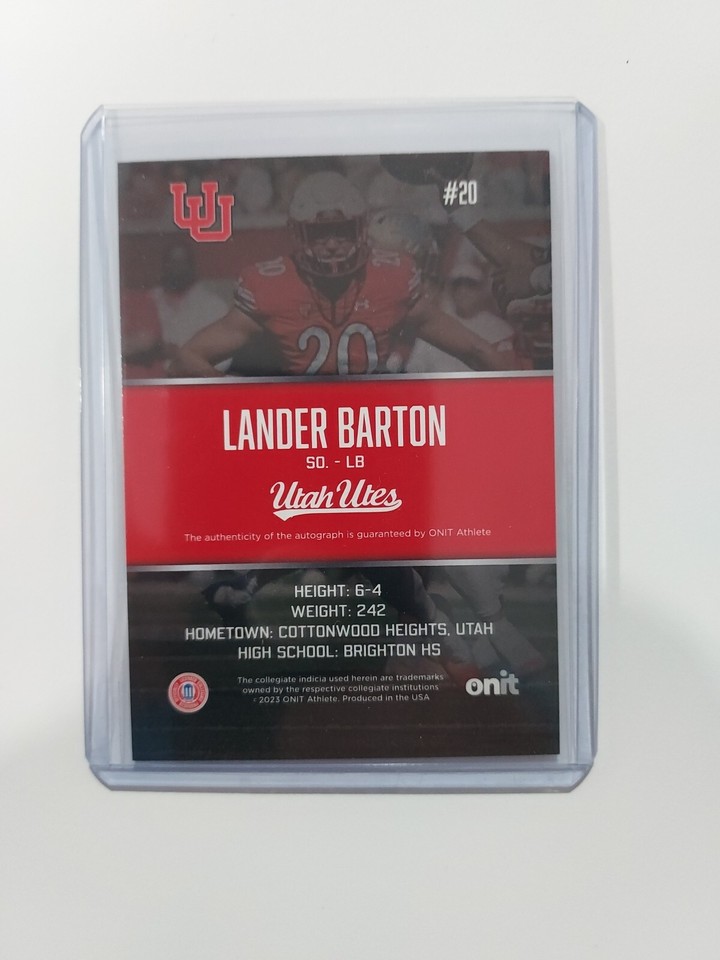 2023 ONIT - On-Card AUTO - Lander Barton 222/250 Utah Utes | eBay