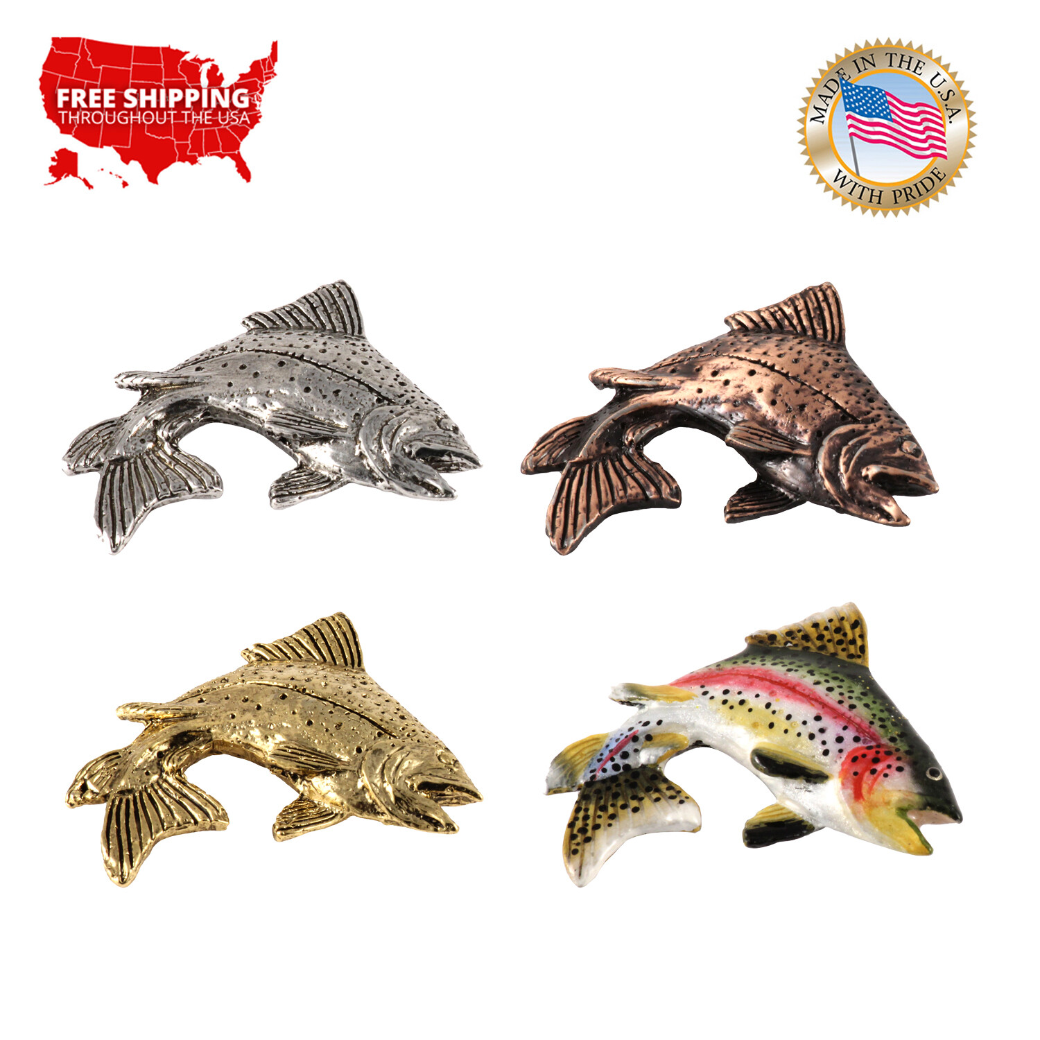 Creative Pewter Design - Rainbow Trout Fish Premium Lapel Brooch Pin | eBay