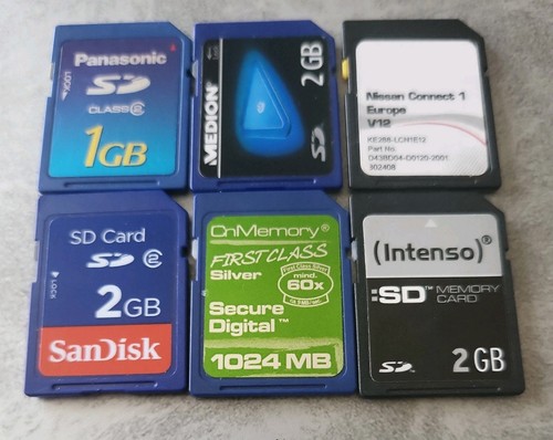 6 x SD Memory Card Storage Job Lot - Panasonic Medion SanDisk Nissan ...