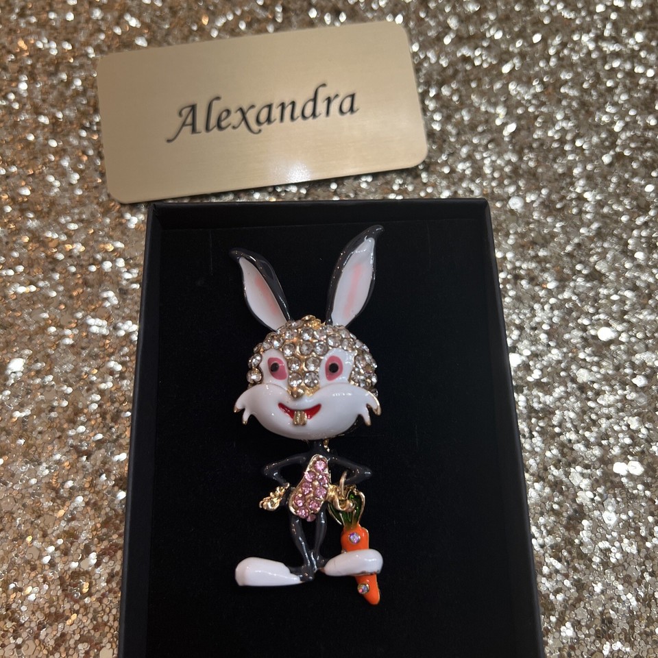 Rhinestone Cute Rabbit Cartoon Bunny Brooch Easter Design Pin New In ...