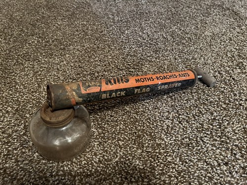 Vintage Black Flag Bug Pump Sprayer Glass Bowl Moths Roaches Ants | eBay