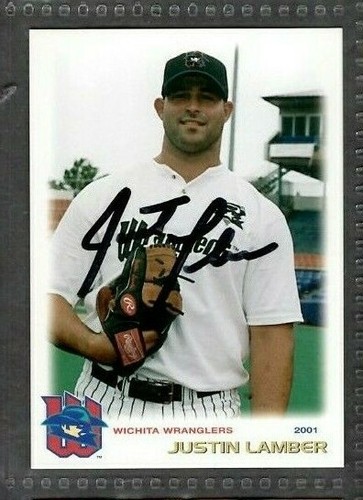 2001 #6 Justin Lamber Wichita Wranglers Baseball Card Signed Autograph ...