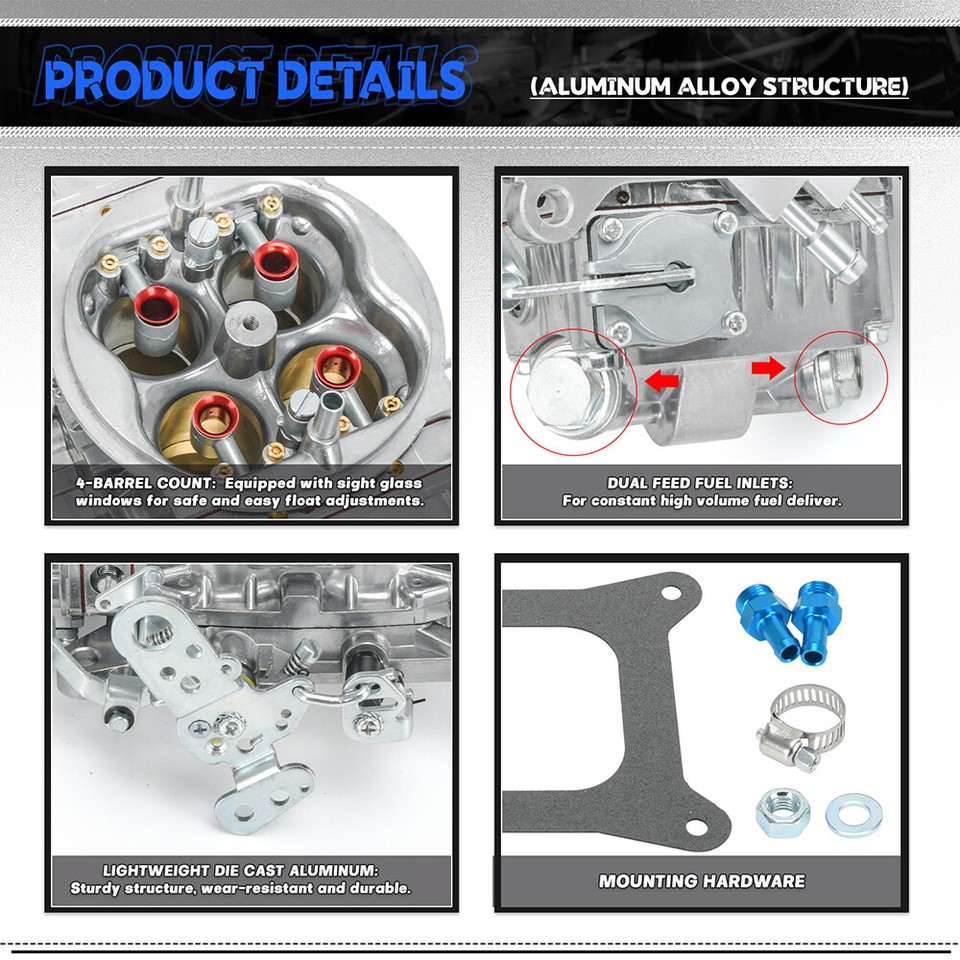 For Holley Quick Fuel 4 Barrell 850 CFM Carburetor Double Pumper BR ...