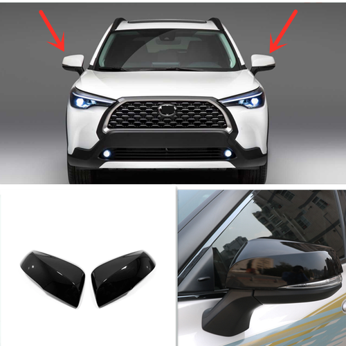 For Toyota Corolla Cross 2022 2023 Bright Black Side Mirrors Rearview ...