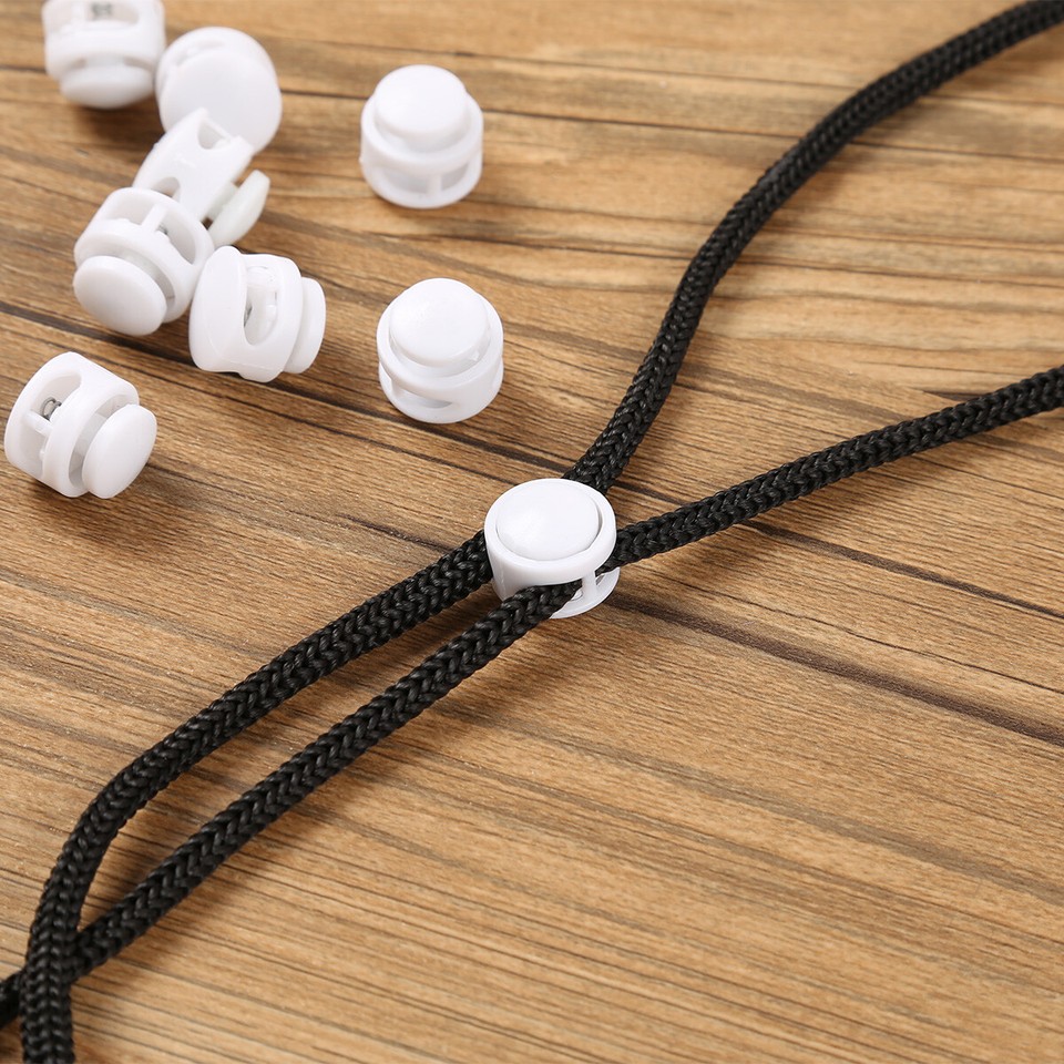 50Pcs Round Toggle 2-Holes Spring Loaded Elastic Drawstring Rope Cord ...