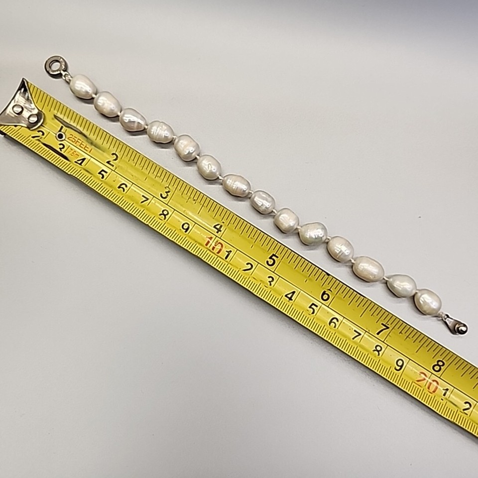 Teng Yue Fresh Water Pearl Bracelet White Oval Bead Knotted 8" | eBay