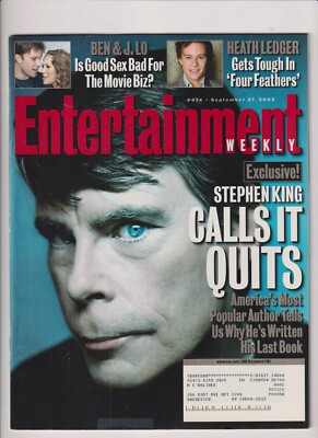 Entertainment Weekly Stephen King Heath Ledger September 27, 2002 ...