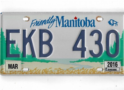 MANITOBA passenger 2016 license plate "EKB 430" | eBay