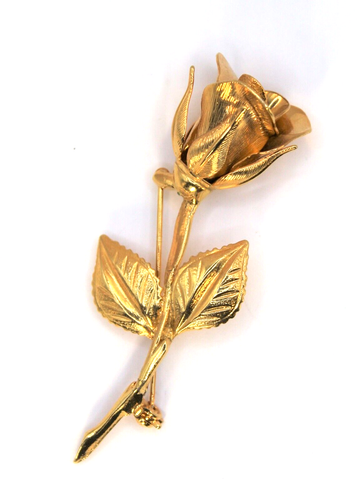Vintage Giovanni Rose Bud Pin Brooch Gold Tone Detailed Realistic ...