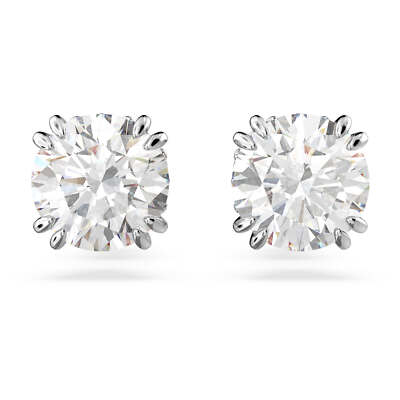 Swarovski Stilla Stud Earrings Round Cut, White, Rhodium Plated 5636712 ...