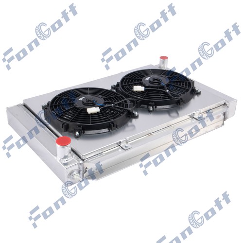 4 Row Core Aluminum Airboat Radiator+Shroud Fans 31''W x 21''H ...