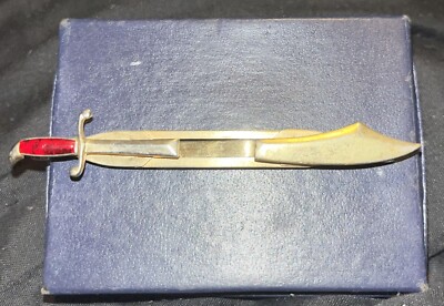 Vintage Swank Red Ruby Glass Scimitar Sword Tie Tack Bar Clip 3 3/8 ...