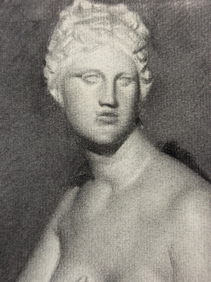 Ancien Dessin académie Grèce Vénus Antique portrait Muse Aphrodite Nue ...