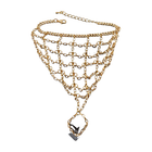 Women Gold Metal Hand Chain Bracelet Web Net Ring Wedding Bride Bridal ...