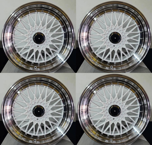 18" Wheels 18x8 +35 5x114.3/5x120 White Machined Lip RS Style Rims Set ...