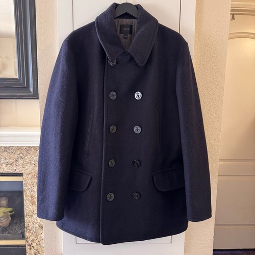 J.Crew Dock Peacoat Wool Jacket PrimaLoft Thinsulate Navy Blue Large ...