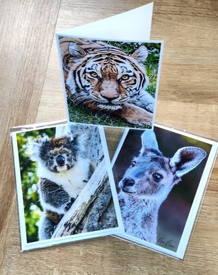 Wall Art Set of 3 5 x 7" Blank Animal Greetings cards & envelopes | eBay UK