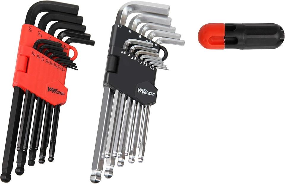 26pc Allen Wrench Hex Key Set Ball End T Handle Standard SAE & Metric T ...