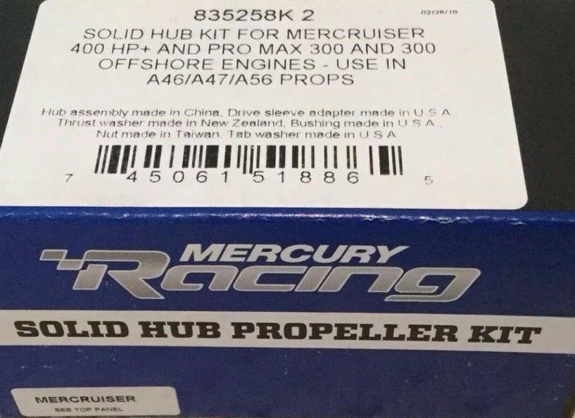 Mercury Marine Mercruiser Quicksilver Flo-Torq II Prop Solid Hub Kit PN ...