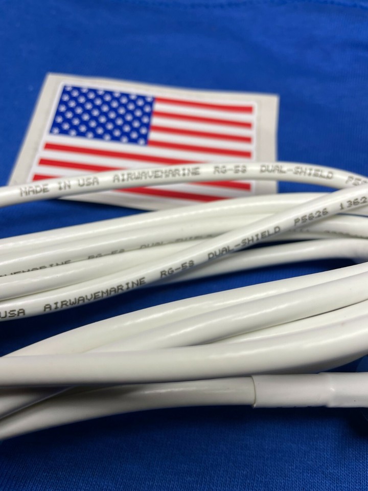 VHF Marine Radio 20 ft Coaxial Antenna Cable Assembly for Boats MADE IN ...