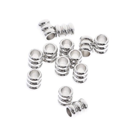 50pcs Silver Column Beads 5x5mm Loose Beads Grooved Beads DIY Jewelry ...