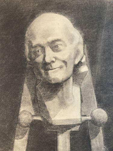 Very Nice Drawing Charcoal Xixth Head Bust On Horse T Man Voltaire ...