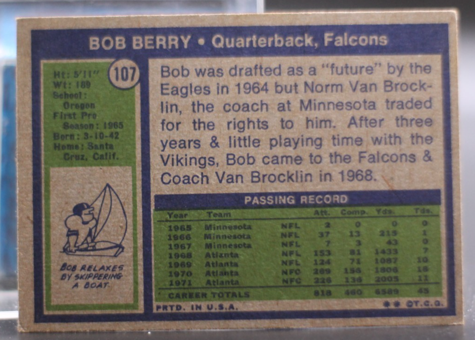 1972 Topps - Bob Berry #107 (Oregon Ducks) (VG to EX) | eBay