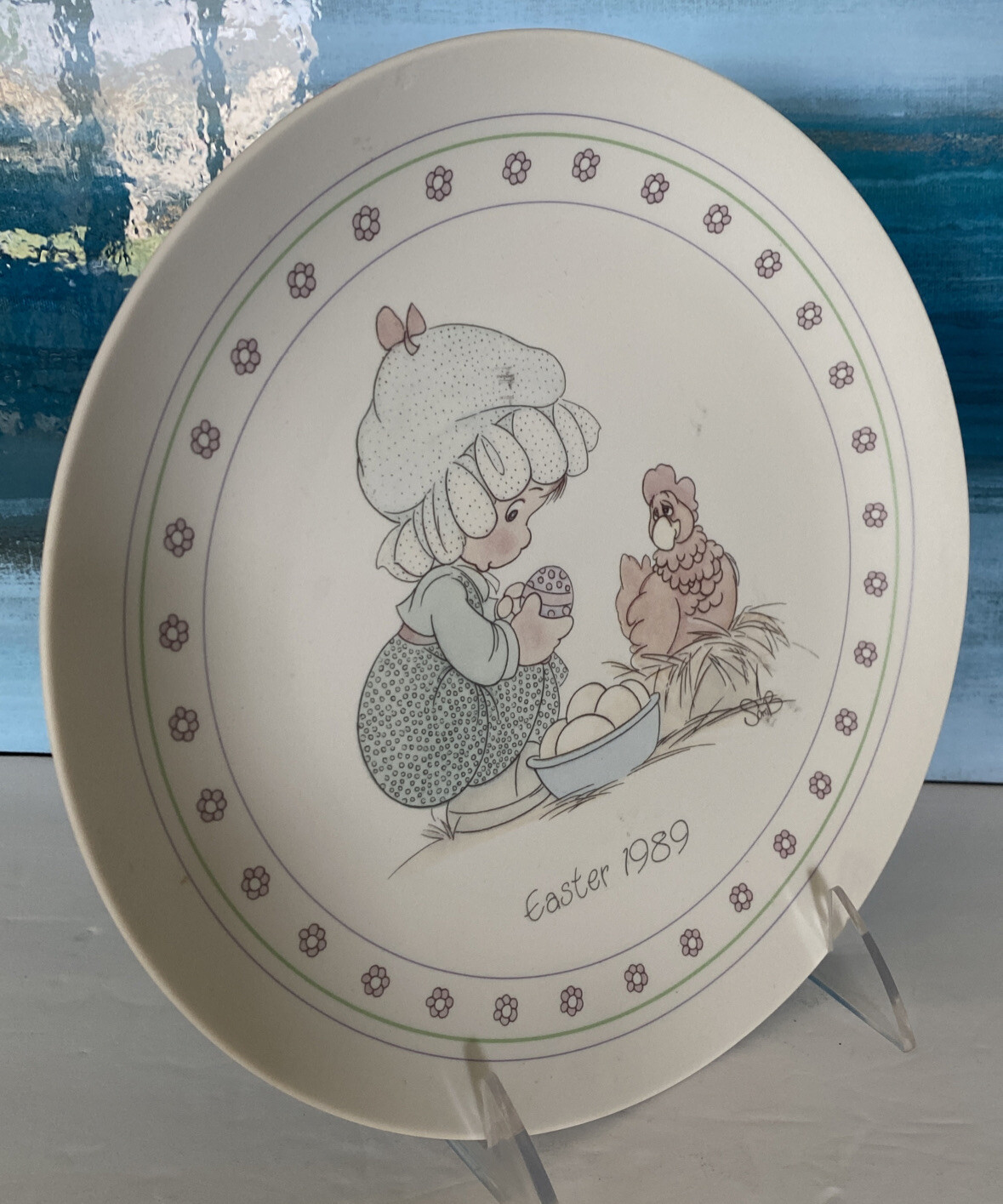 Precious Moments Enesco Easter 1989 Porcelain Collector's Plate w Stand ...