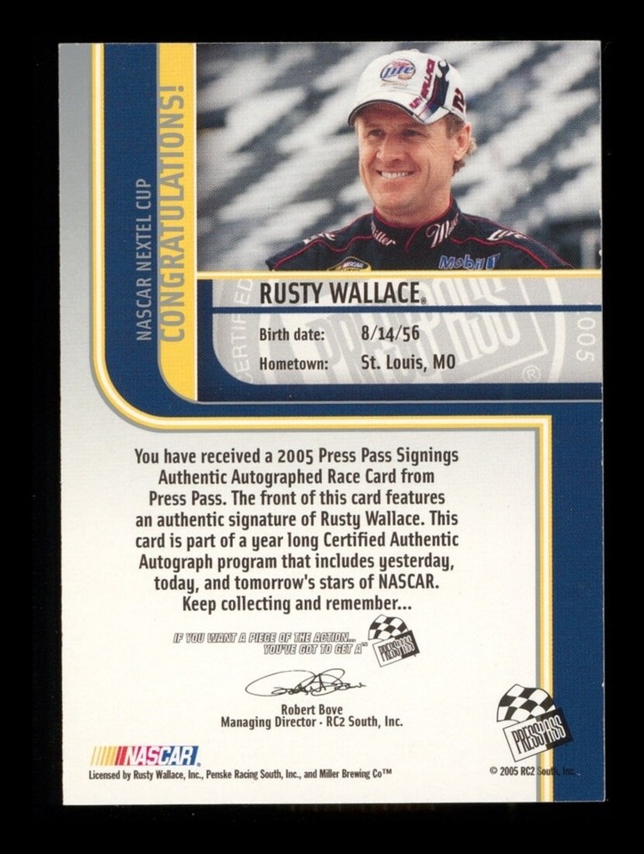 2005 Press Pass Signings: Rusty Wallace Auto | eBay