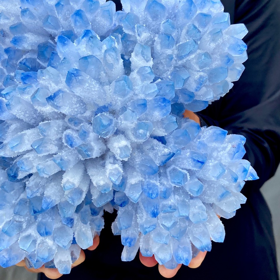 7.4LB New Find BLUE Phantom Quartz Crystal Cluster Mineral Specimen ...