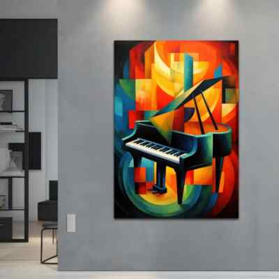 Colorful Piano Instrument Art Abstract Paint Wall Art Canvas Unframed ...