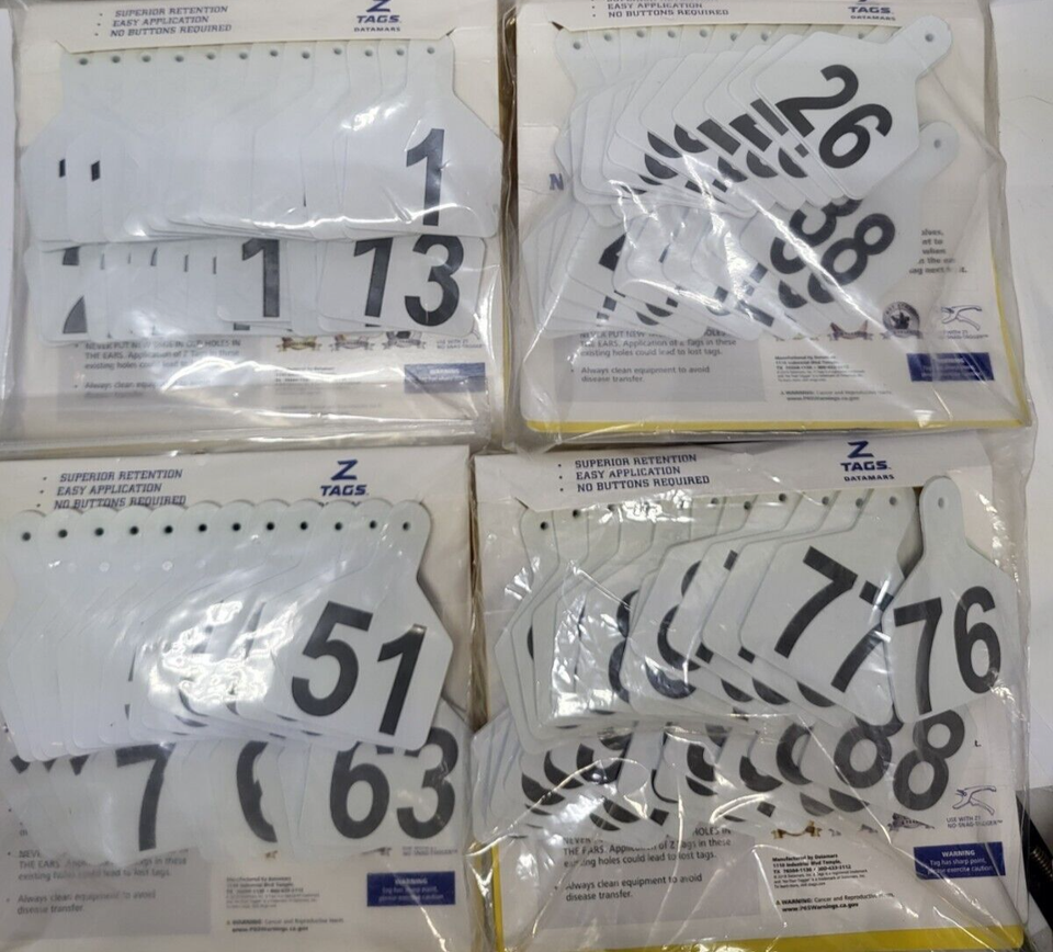 Z Tags No Snag One Piece Calf White Numbered Ear Tags 1-100 | eBay