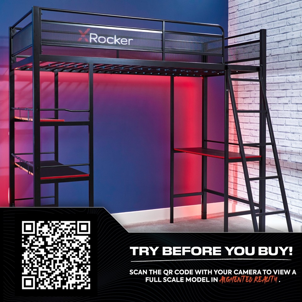 X ROCKER Fortress High Sleeper Gaming Bed Single Bunk Bed with Storage ...