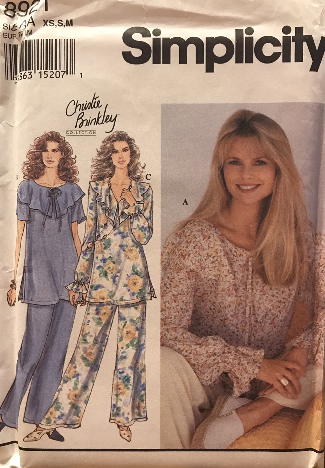 Vintage Simplicity 8921 Pants Blouse Miss Christie Brinkley XS S M New ...