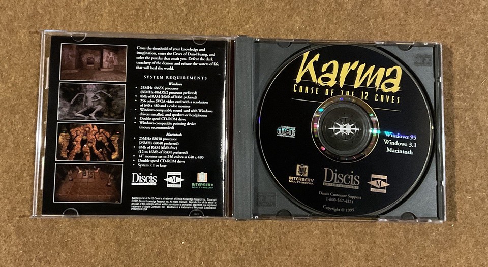 KARMA: CURSE OF THE 12 CAVES, big box, MAC/PC CD-ROM, Discis, 1995 ...