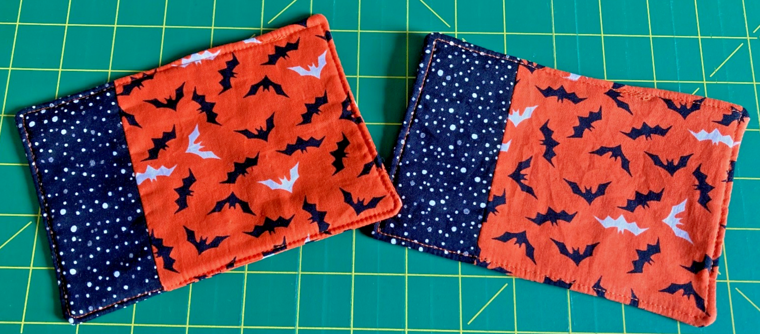 Halloween Mug Rugs Bats and Polka Dots 6 1/2" X 41/2" Set of Two | eBay