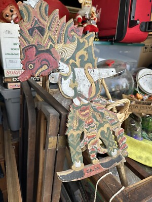 Exquisite Vintage Bali Indonesian Shadow Puppet 2-Sided, Carved 31 ...