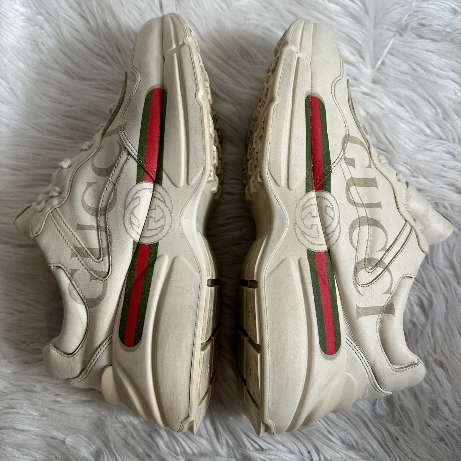 Gucci Men’s Rython Gucci logo leather sneaker size 8.… - Gem