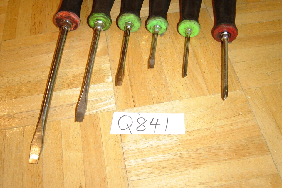 SNAP-ON TOOLS 6 PIECE GREEN & ORANGE SOFT GRIP HANDLE SCREWDRIVER SET ...