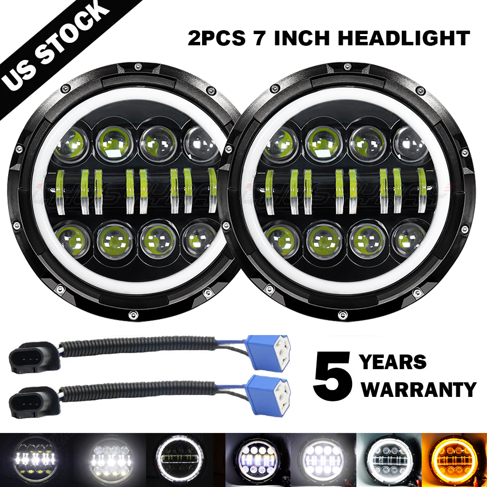 Fit Ford F1 1948 1949 1950 1951 1952 Pair 7" Inch Round LED Headlights ...
