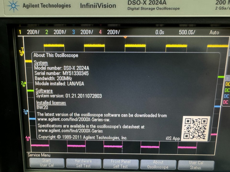 Agilent/Keysight DSOX2024A 200MHz, 2GSa/s 4-Ch Digital Oscilloscope ...